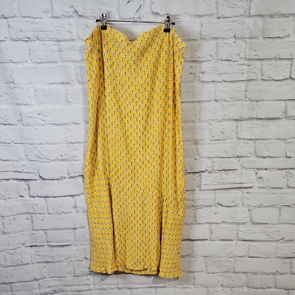 RHODE | Skirts | Rhode Sunny Yellow Midi Skirt With Floral Design ...